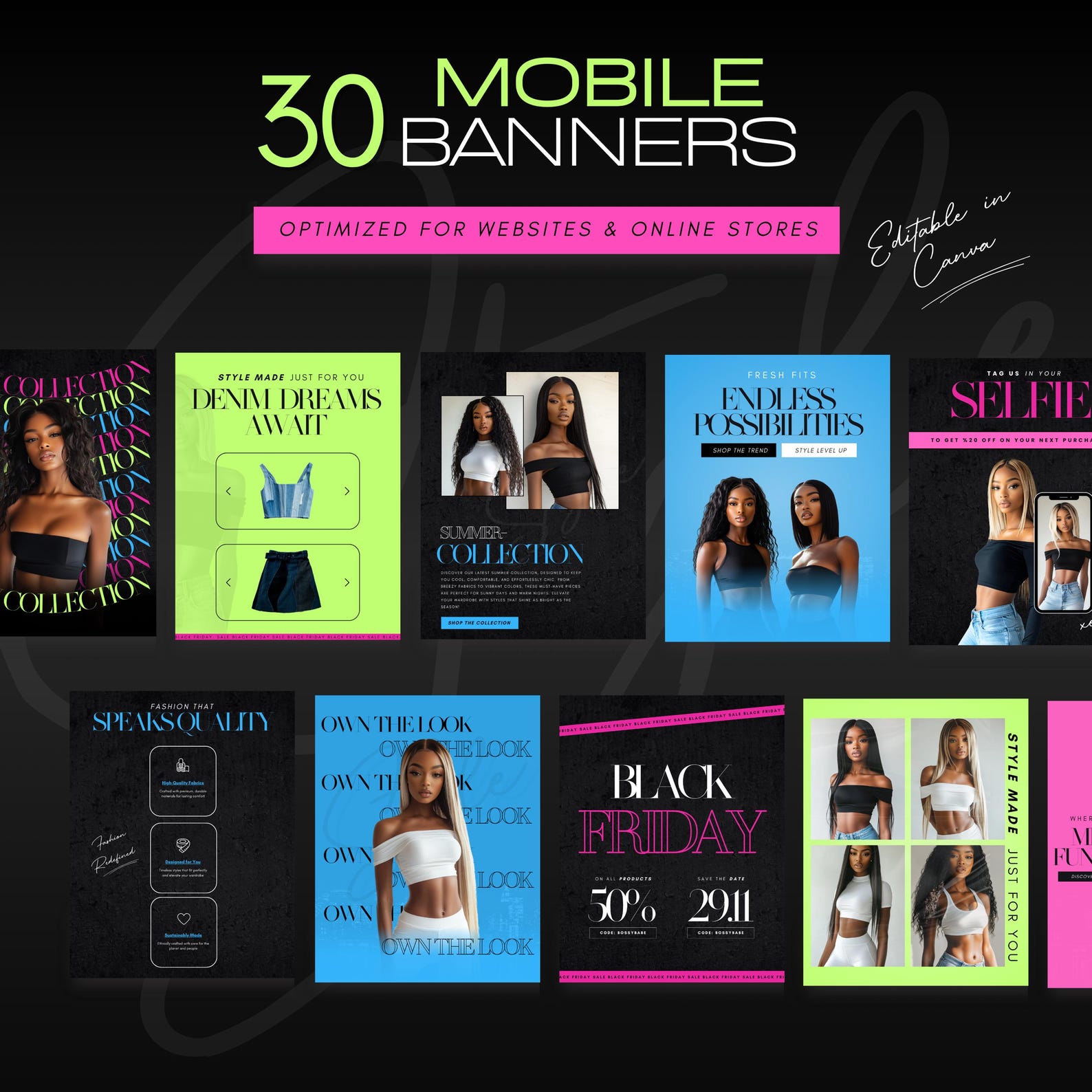 70 Neon Fashion Web Banners Templates | Colorful Clothing Website ...
