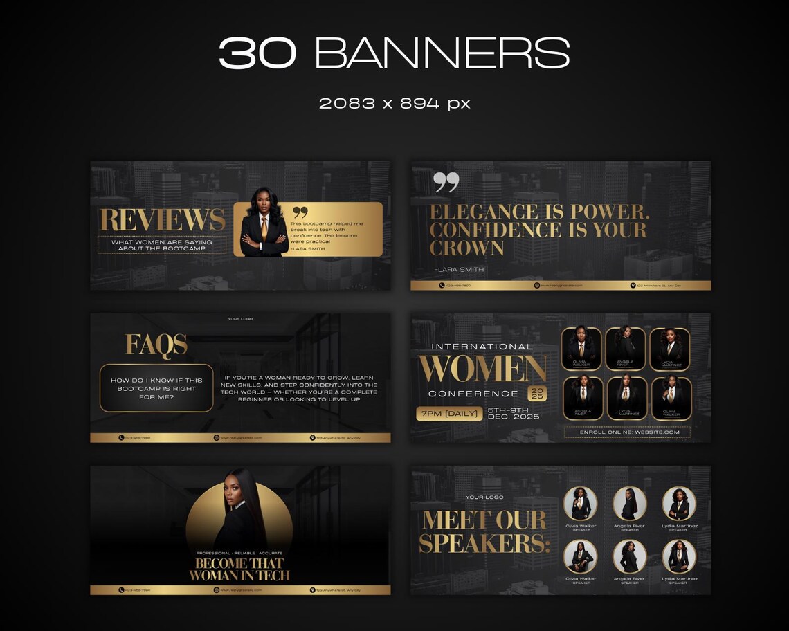 30 Coaching Web Banners Templates, Canva Banners Bundle for Masterclass ...