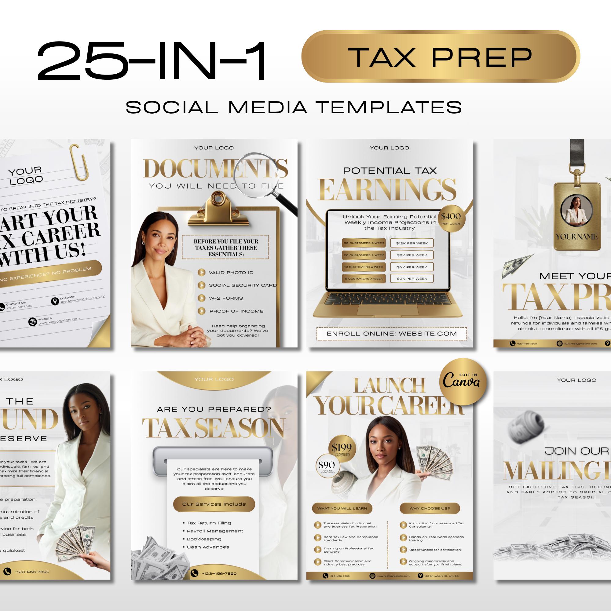 Tax Prep Flyer Template, Editable Canva Templates, 2026 Tax Season ...