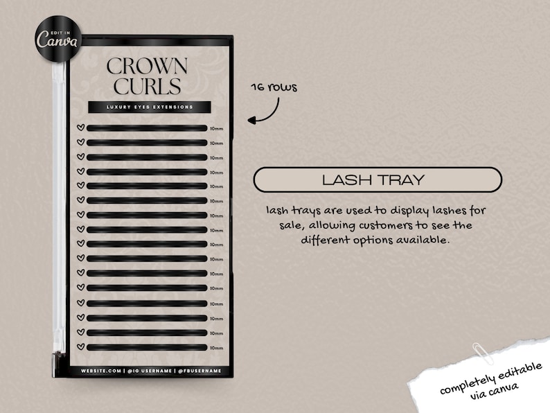 Editable Lash Tray Templates | Lash Business Branding & Eyelash ...