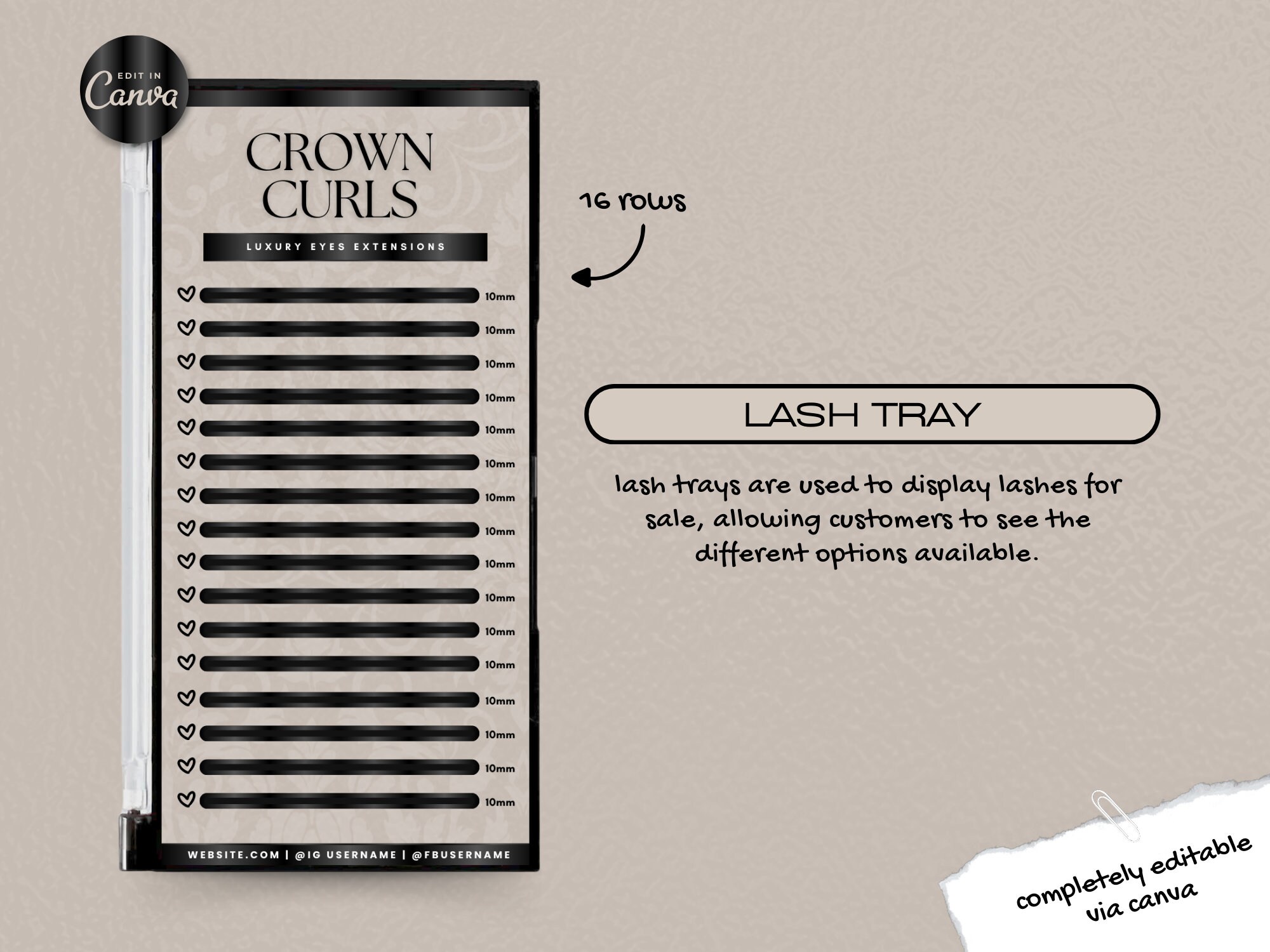 Editable Lash Tray Templates | Lash Business Branding & Eyelash ...