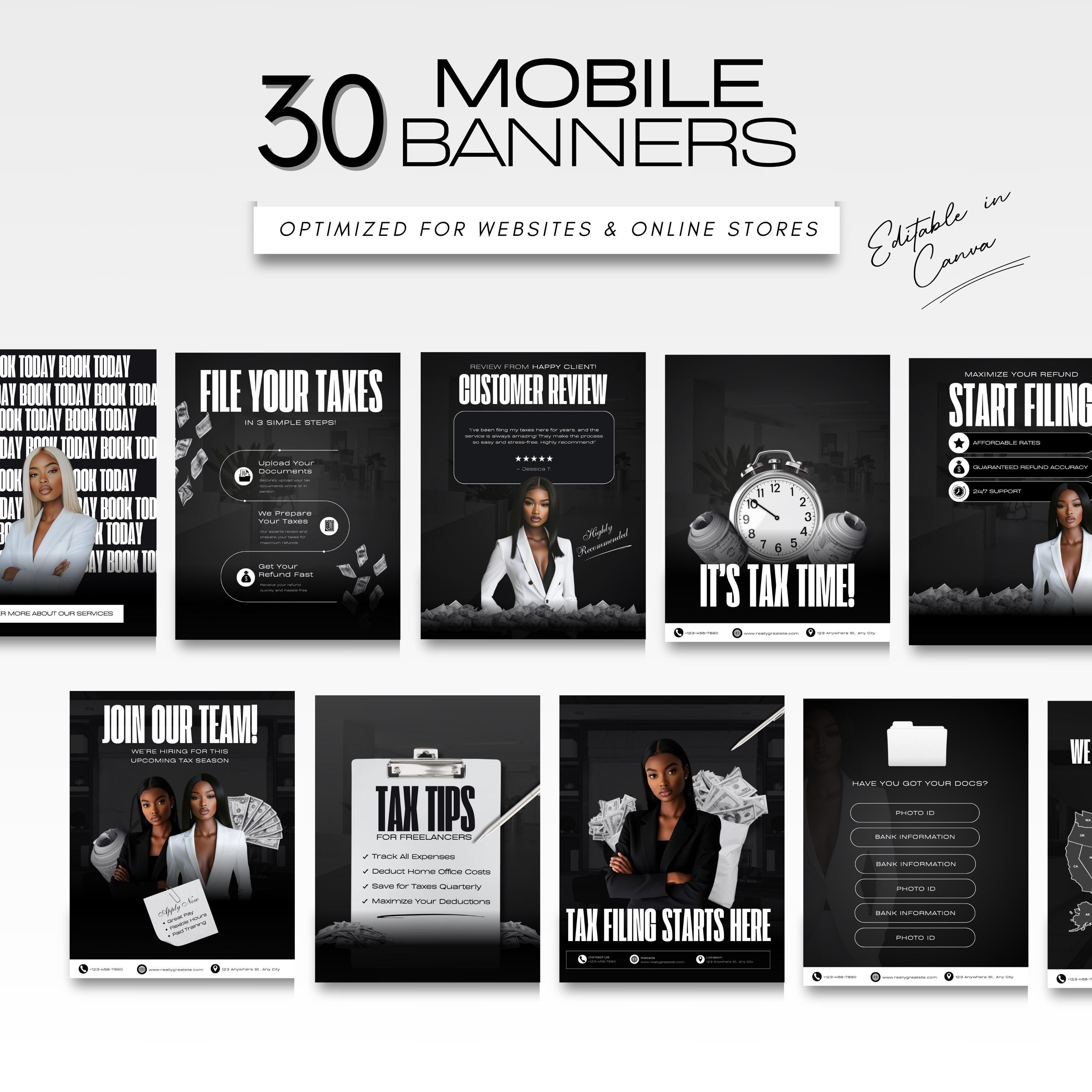 Tax Prep Banner, Black and White Website Banners, Canva Accountant ...