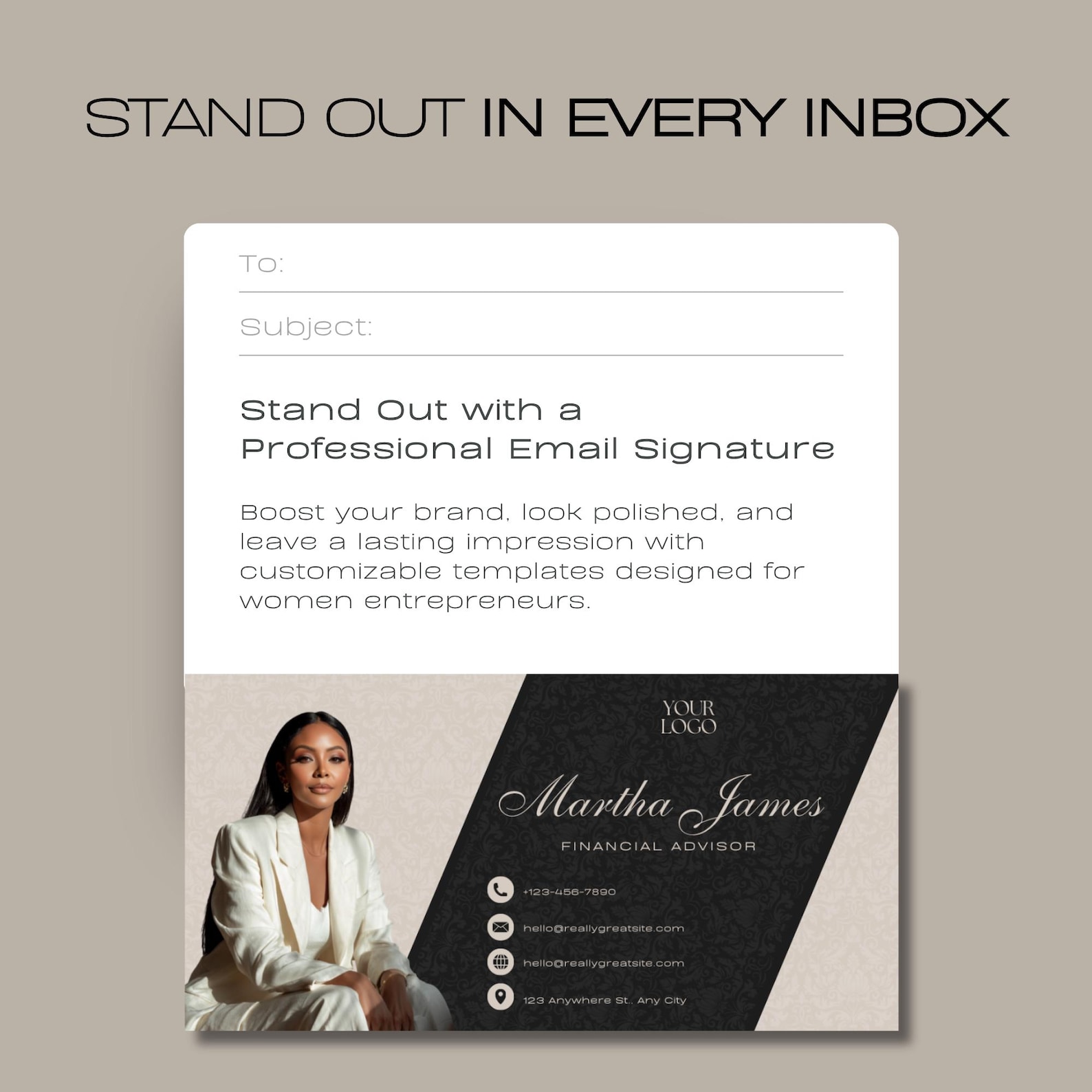 Professional Email Signature Template for Gmail and Outlook, Luxury ...