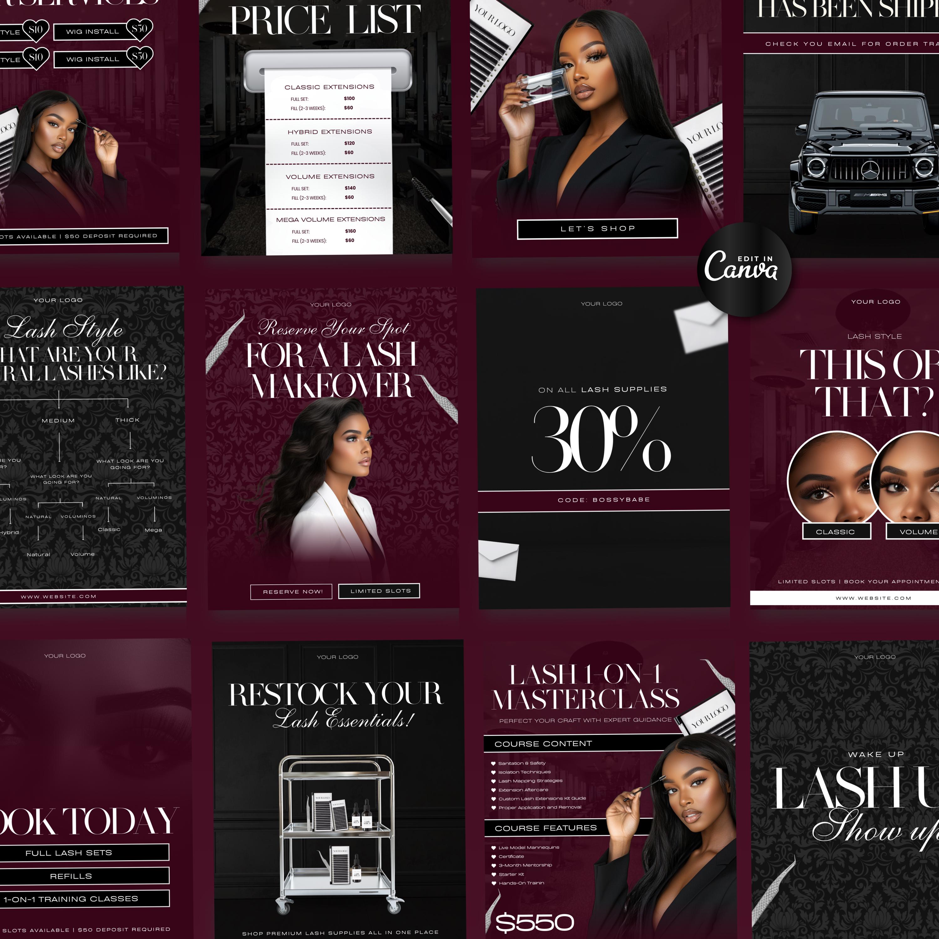 40 Lash Tech Flyers | Lash Artist Canva Templates | Lash Flyers | Lash ...