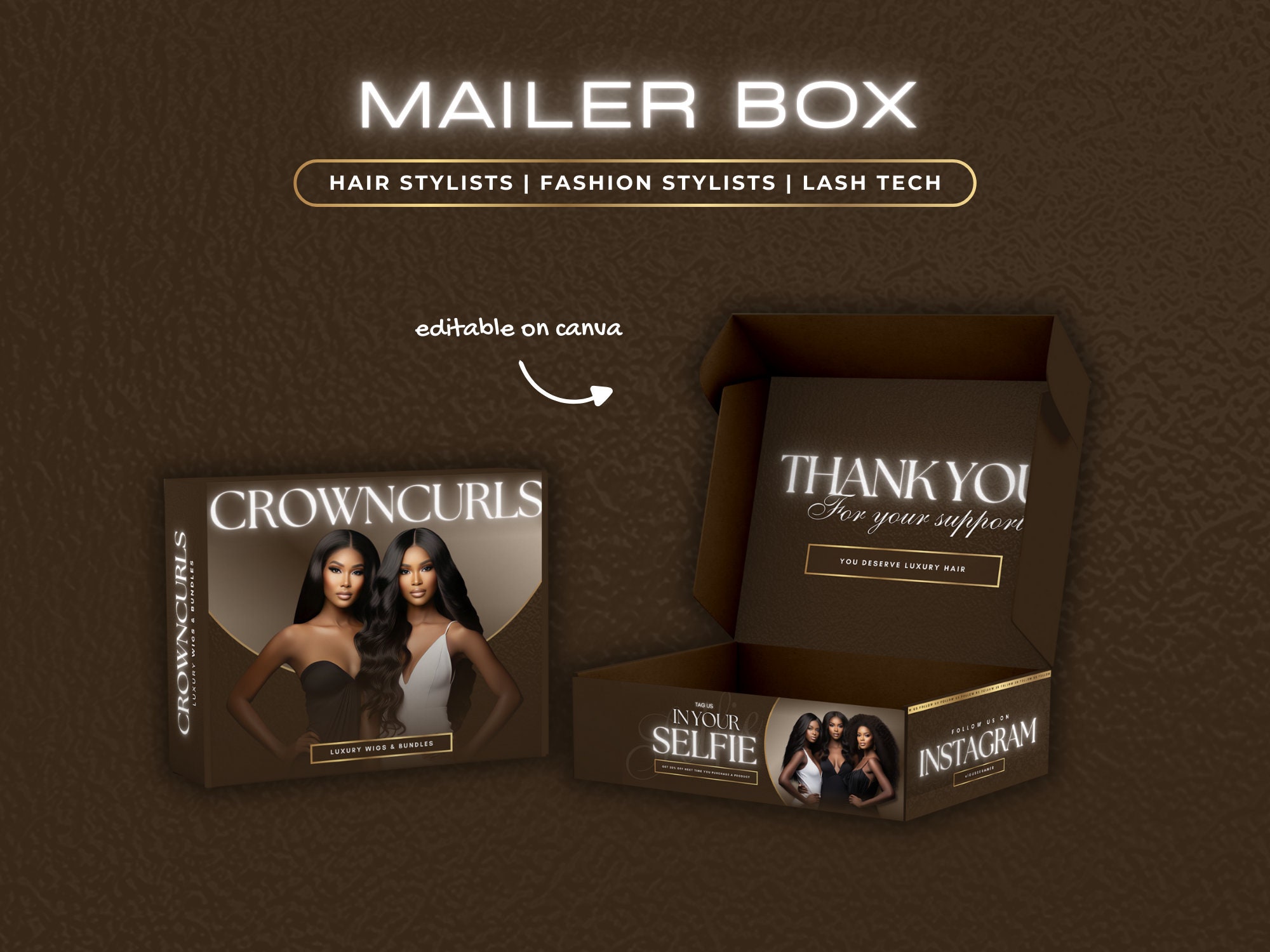 Wig Mailer Box Design | Lace Front & Bundles Box Packaging Design | DIY ...