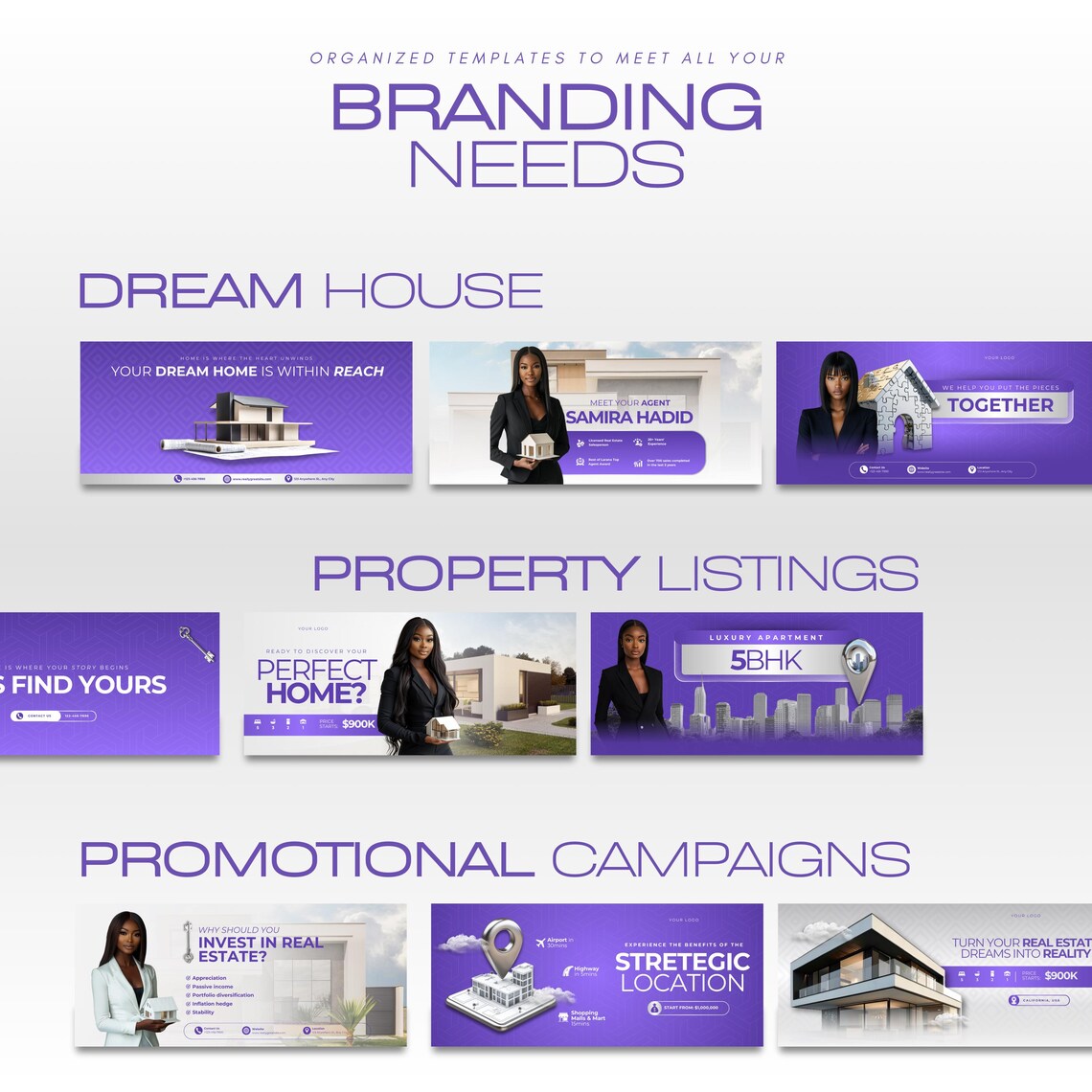 Real Estate Marketing Banner Kit, 30 Editable Canva Realtor Banners ...