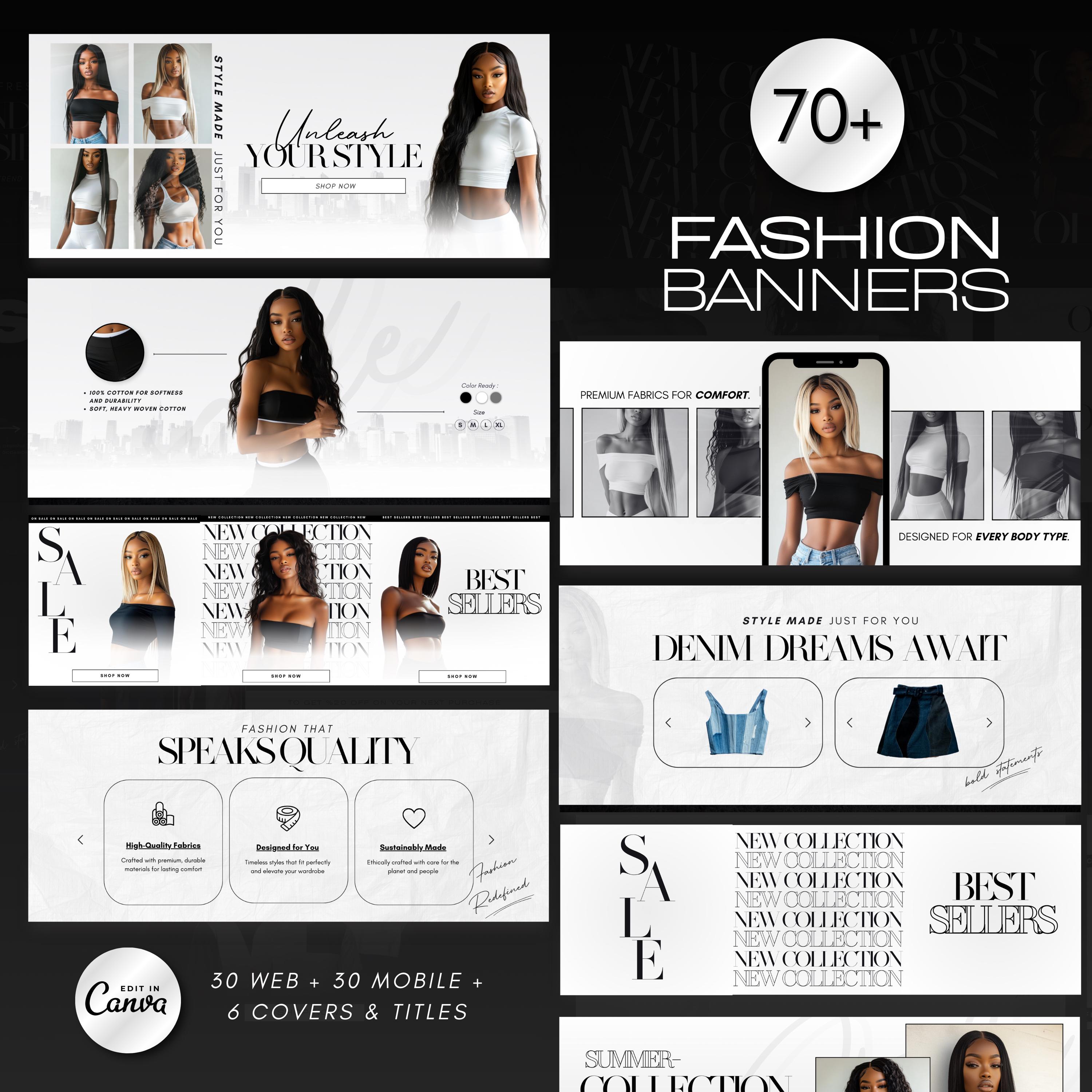 70 Fashion Web Banners Bundle | Clothing Website Banner Pack ...