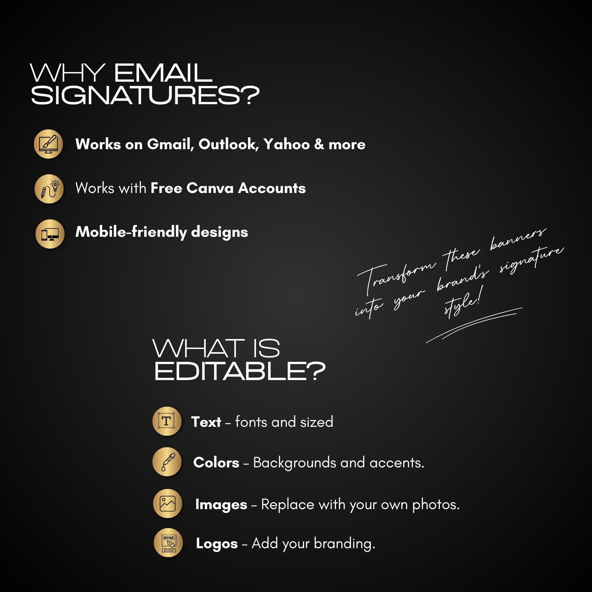 Gold Black Professional Email Signature Template for Gmail and Outlook ...