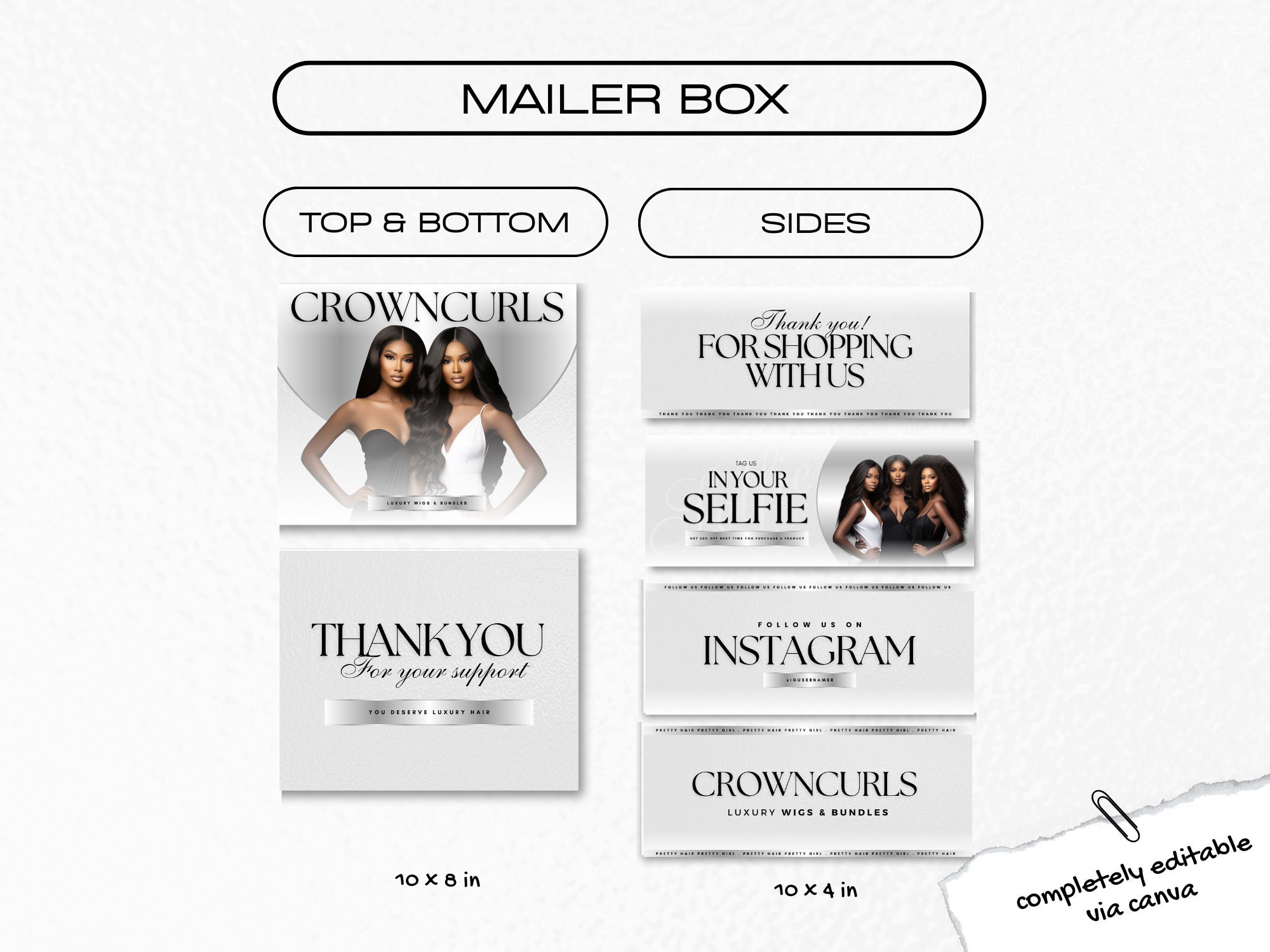 Wig Mailer Box Design Lace Front & Bundles Box Packaging Design DIY ...