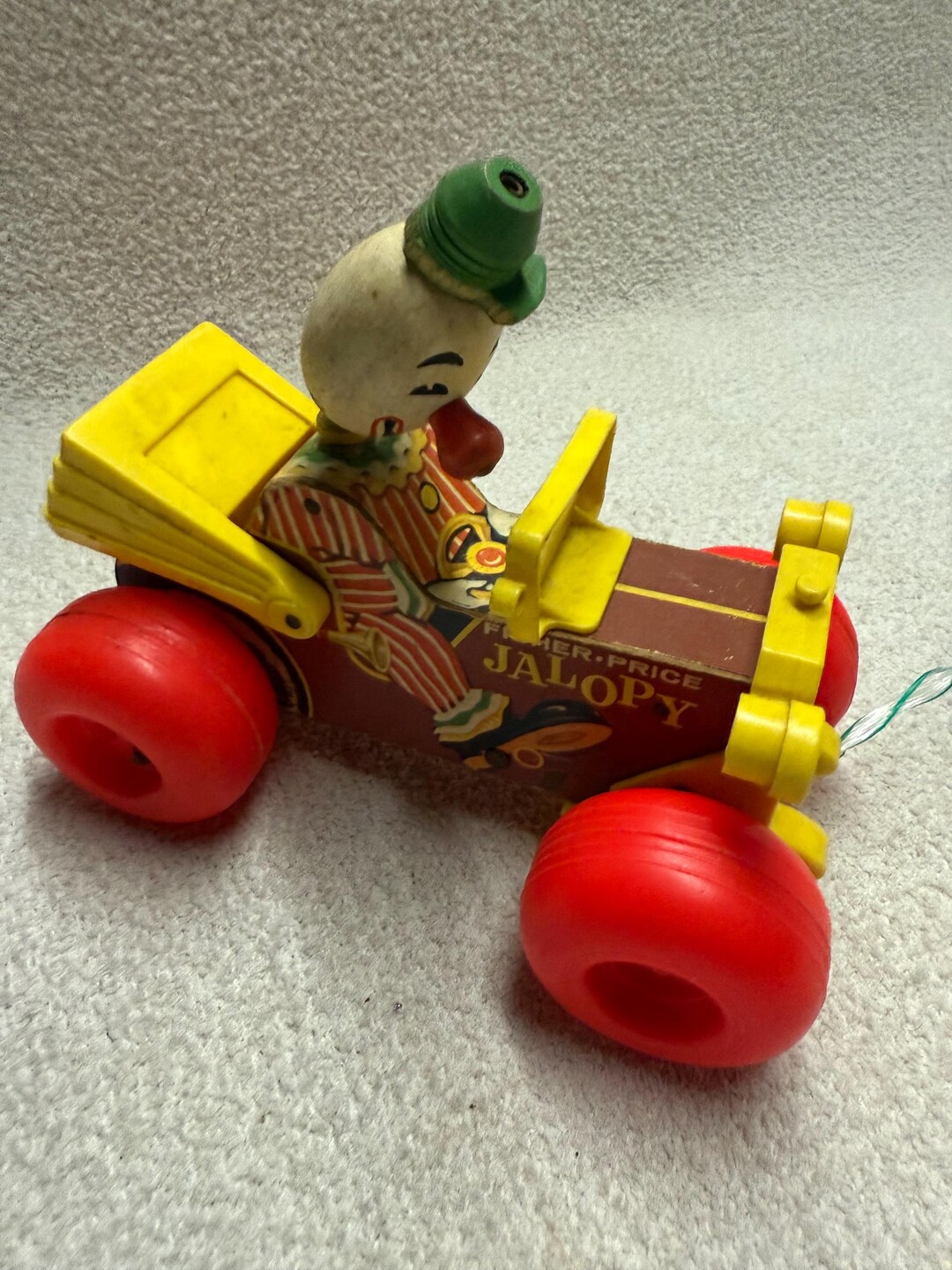 Vintage 1965 Fisher-price Jalopy Clown Bobble Head Pull Toy - Etsy