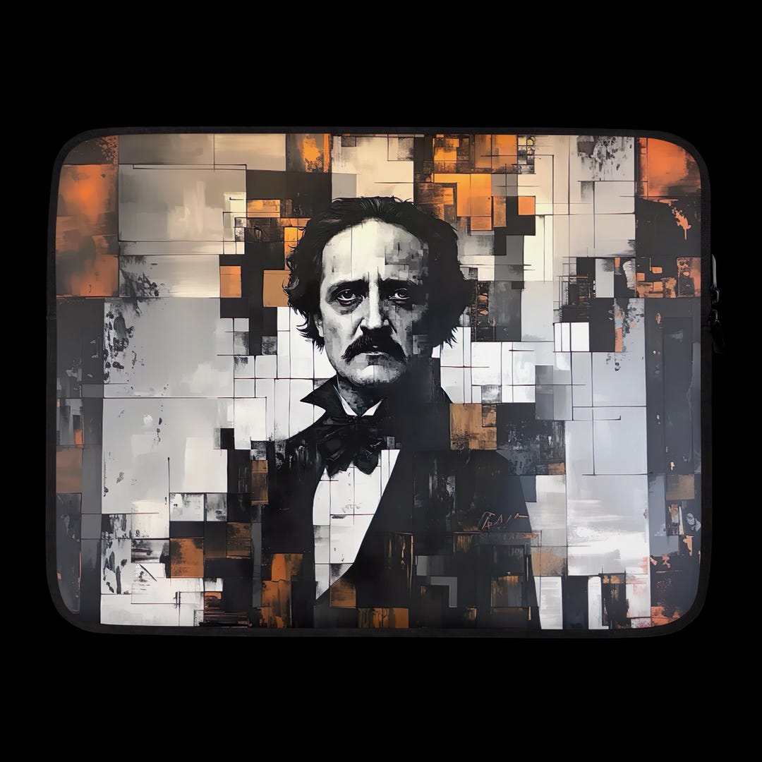Abstract Edgar Allan Poe Art Laptop Sleeve: Water Resistant Computer ...