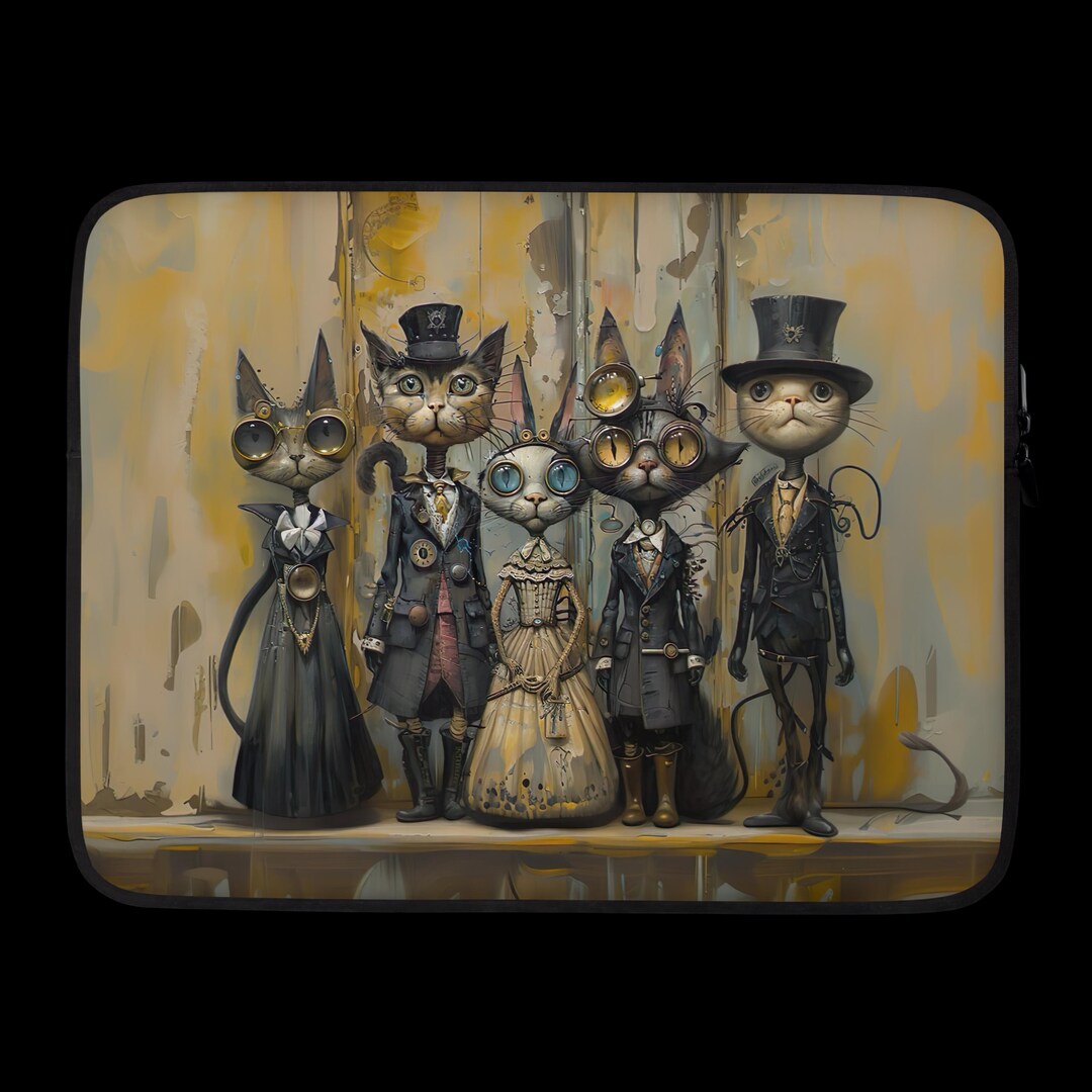 Steampunk Cats Laptop Sleeve - Steampunk Animals Art - Cat Art MacBook ...