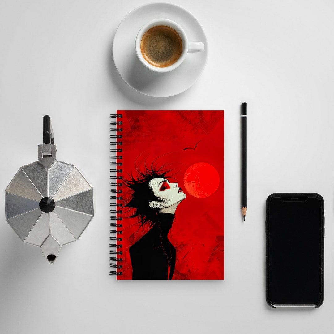 Red Journal Moon Art Journal Gothic Girl Journal Moon Notebook Gothic ...