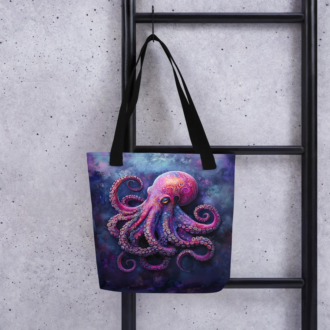 Octopus Art Tote Bag Marine Life Tote for Beach, School, Shopping ...