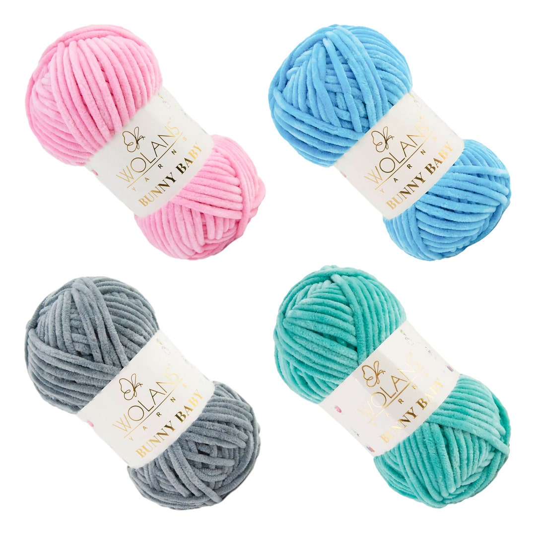 Wolans Bunny Baby Yarn Wool Chunky Chenille Knitting Crochet 100g - Etsy UK