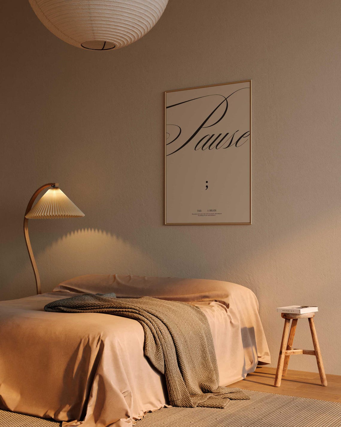 Pause / Aesthetic Modern Minimalist Japandi Neutral / Typography Home ...