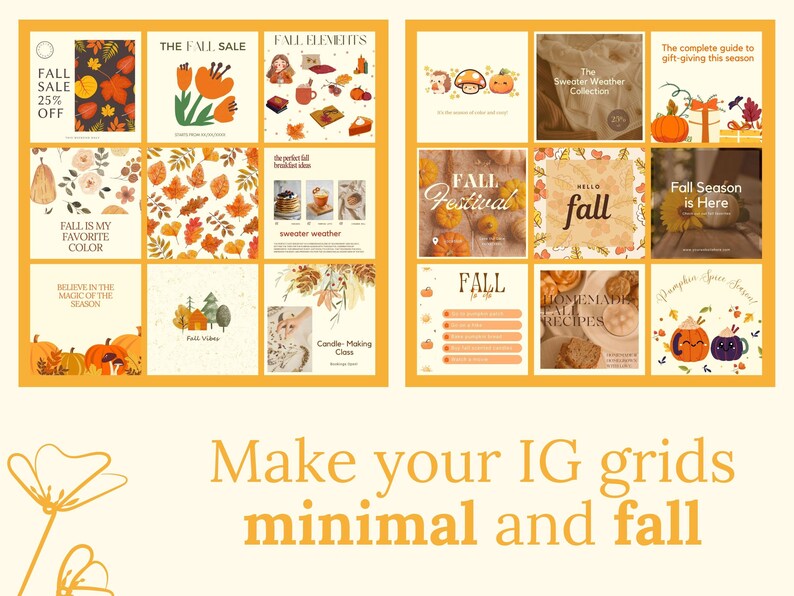 30 Fall Themed Templates Canva Templates Fall Instagram Post Templates ...