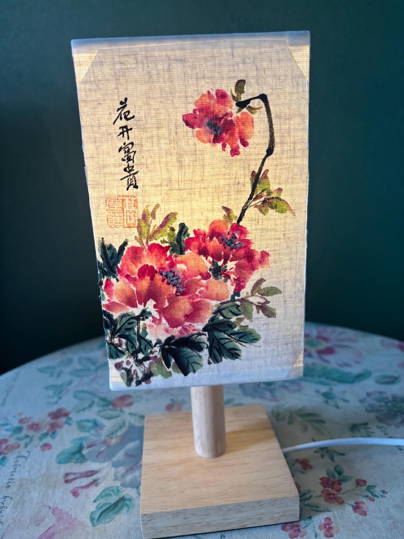 Hand-painted Table Lamp: Original Chinese Watercolor Painting, Oriental ...