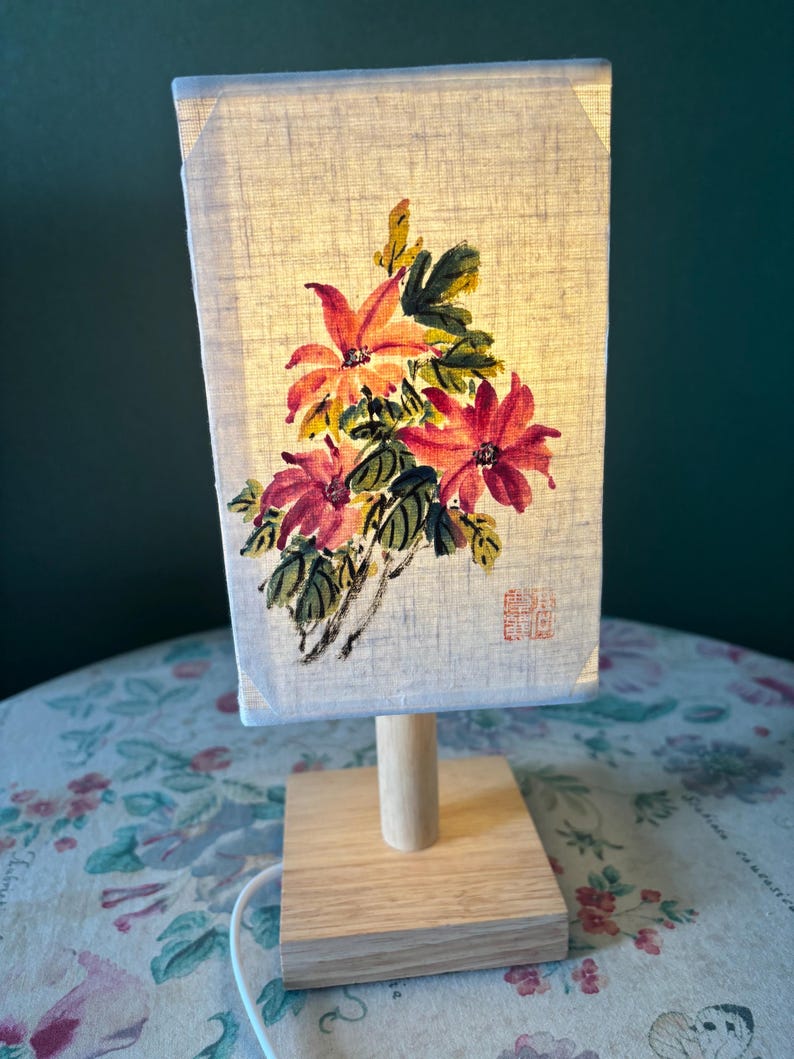 Hand-painted Table Lamp: Original Chinese Watercolor Painting, Oriental ...