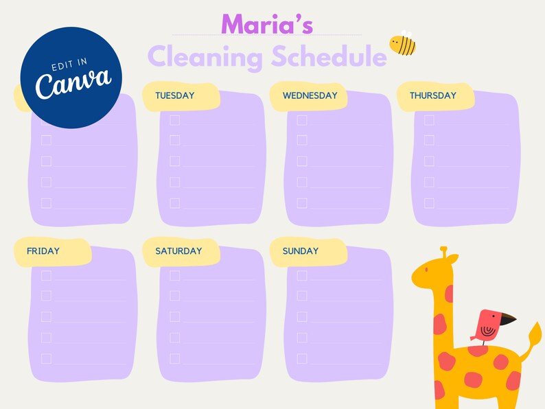 Editable Montessori Cleaning Schedule - Kids Cleaning Schedule Template ...