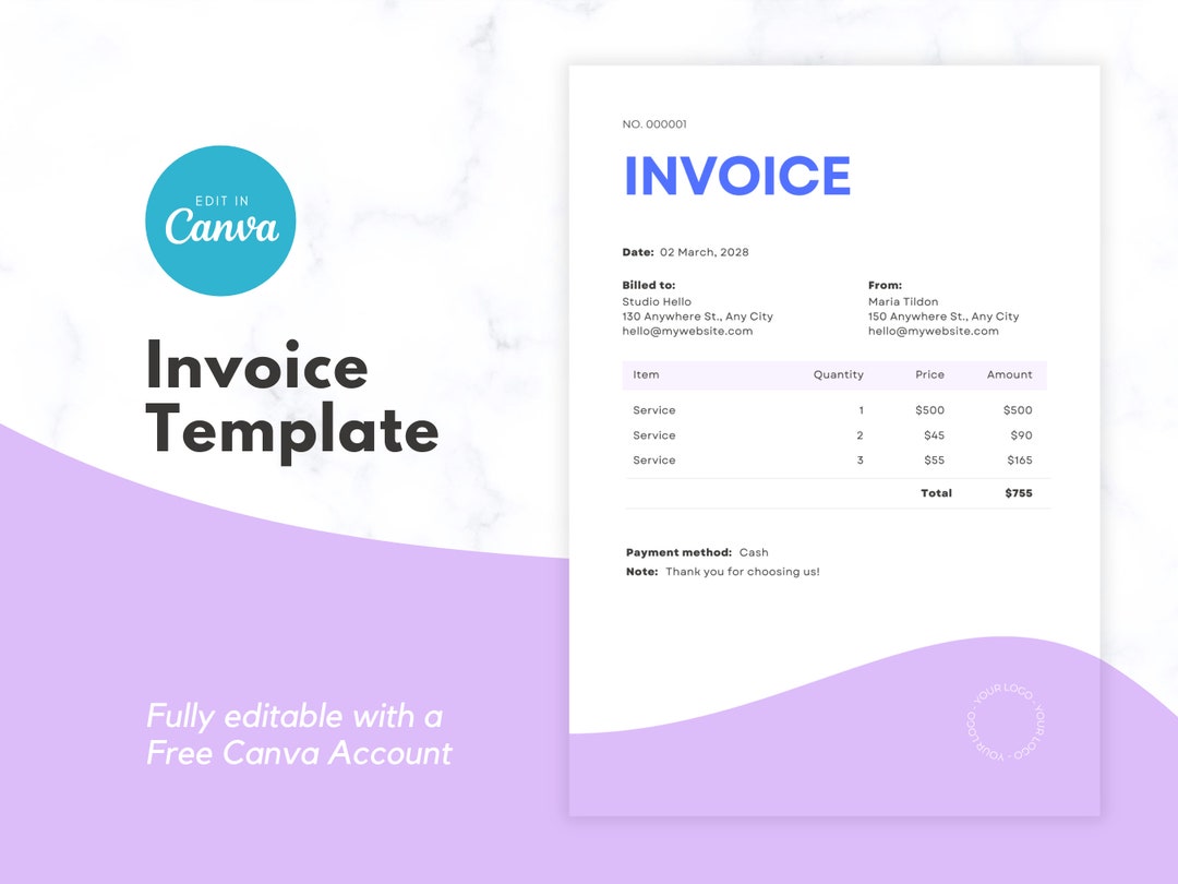 Simple Invoice Template Neutral Invoice Canva Template Blank Invoice ...
