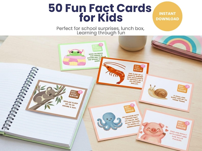 Animal Fun Facts Cards for Kids | Printable Educational Flashcards ...