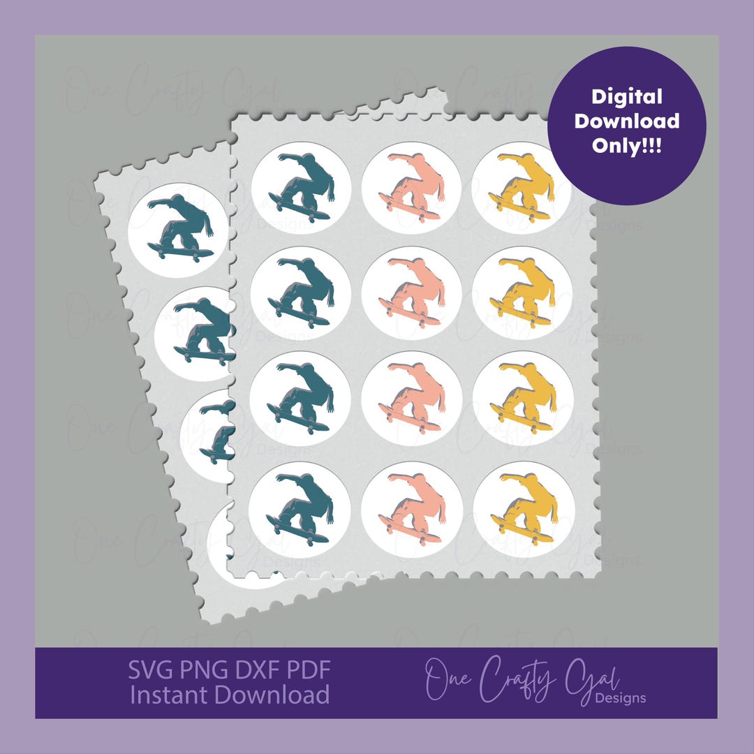 Skateboarder Stickers Set , Printable Skater Silhouette Stickers , DIY ...