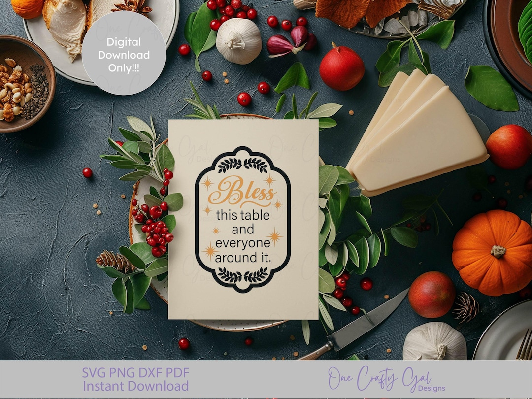 Fall Quote SVG: Bless This Table Script - Elegant Star Design - Etsy