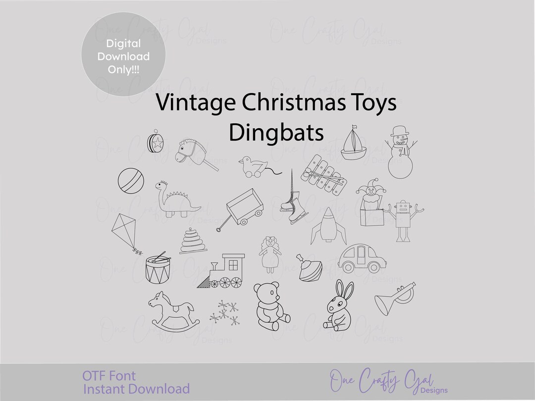 Christmas Dingbat Font: Hand-drawn Toy Icons - Retro Holiday Style - Etsy