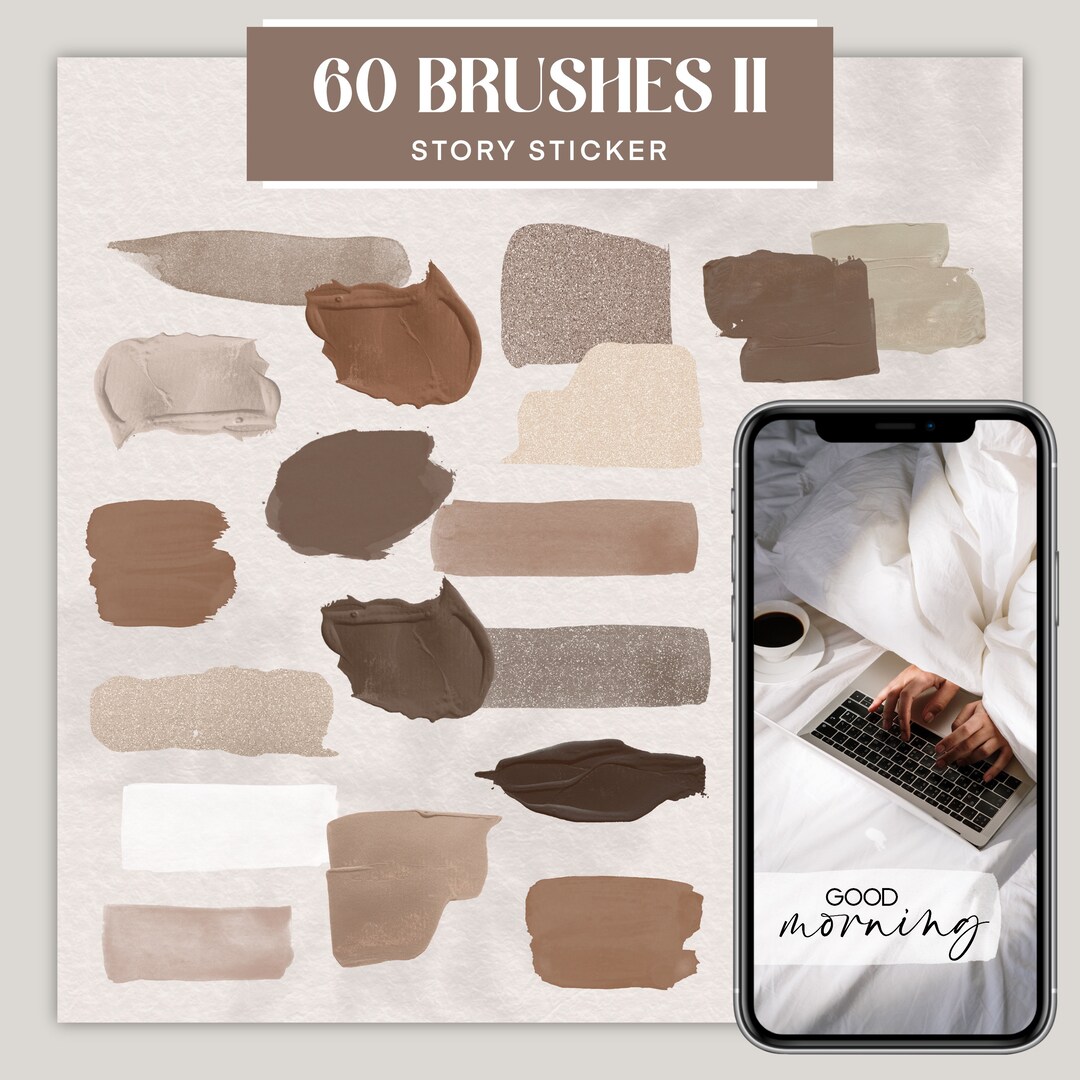 60 Story Sticker Brushes Background Brush Strokes PNG Digital Clipart ...