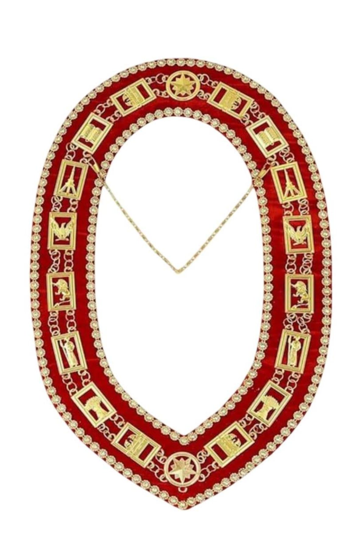 Deluxe Masonic Heroines of Jericho Chain Collar, Red Velvet Backing ...