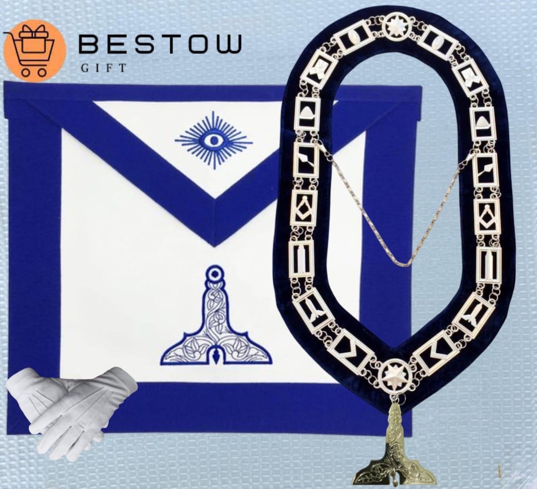 Masonic Regalia Blue Lodge Senior Warden Set; Master Mason Apron Chain ...