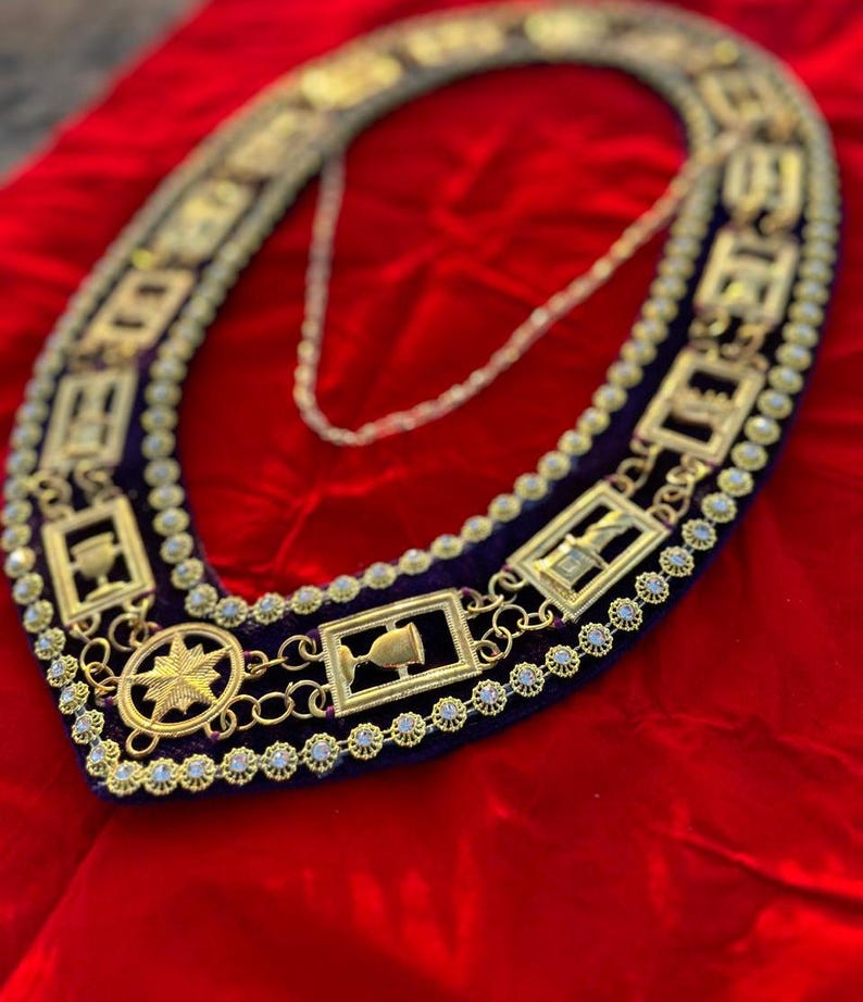 Masonic Regalia OES Chain Collar: Purple Velvet, Rhinestone Detail - Etsy