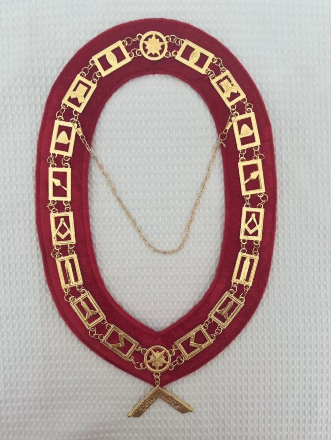 Masonic Master Mason Royal Arch Gold Chain Collar| Gold Plated With Red ...