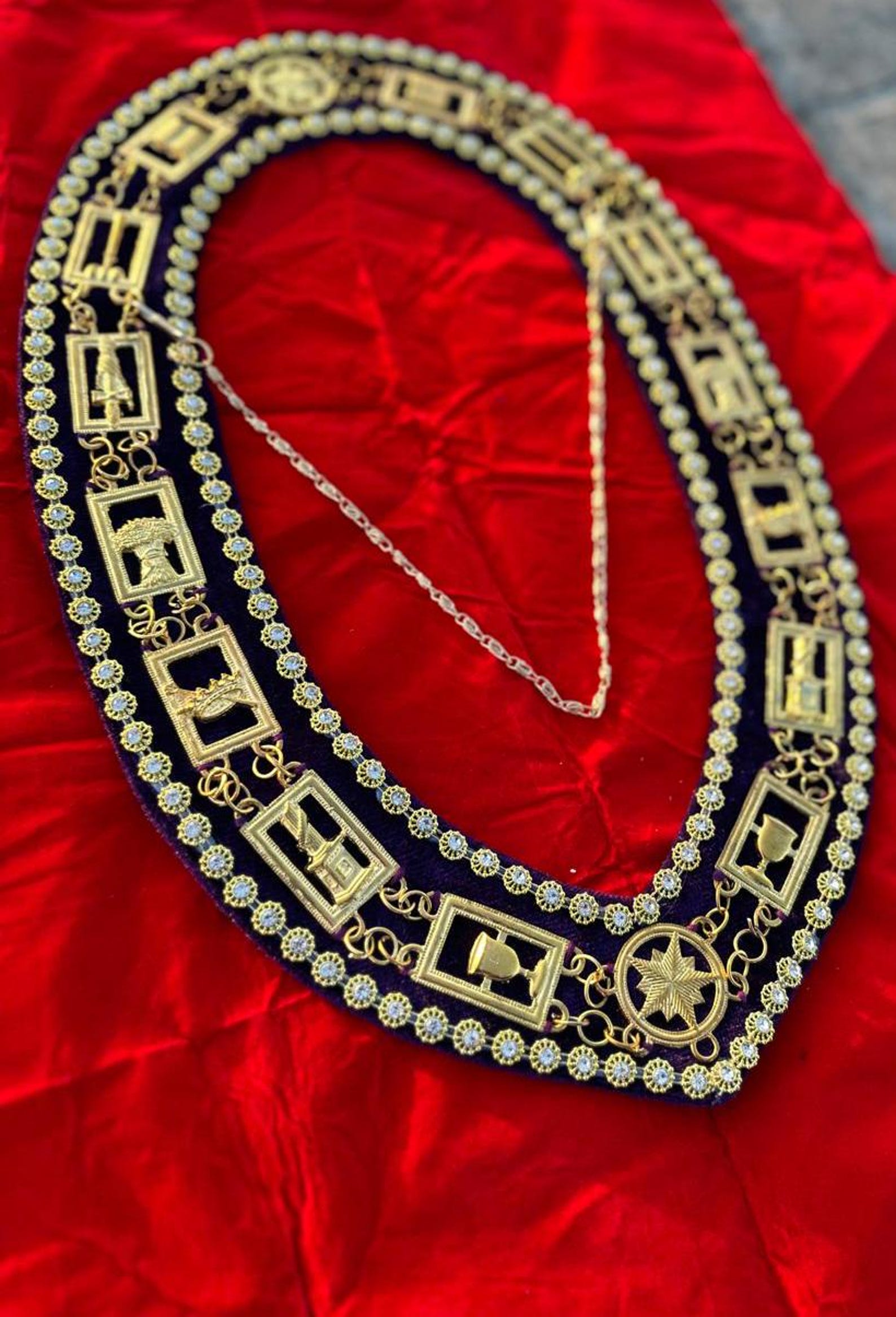 Masonic Regalia OES Chain Collar: Purple Velvet, Rhinestone Detail - Etsy