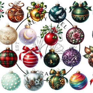 Christmas Baubles Clipart Set: Festive Holiday Ornaments (PNG) - Etsy