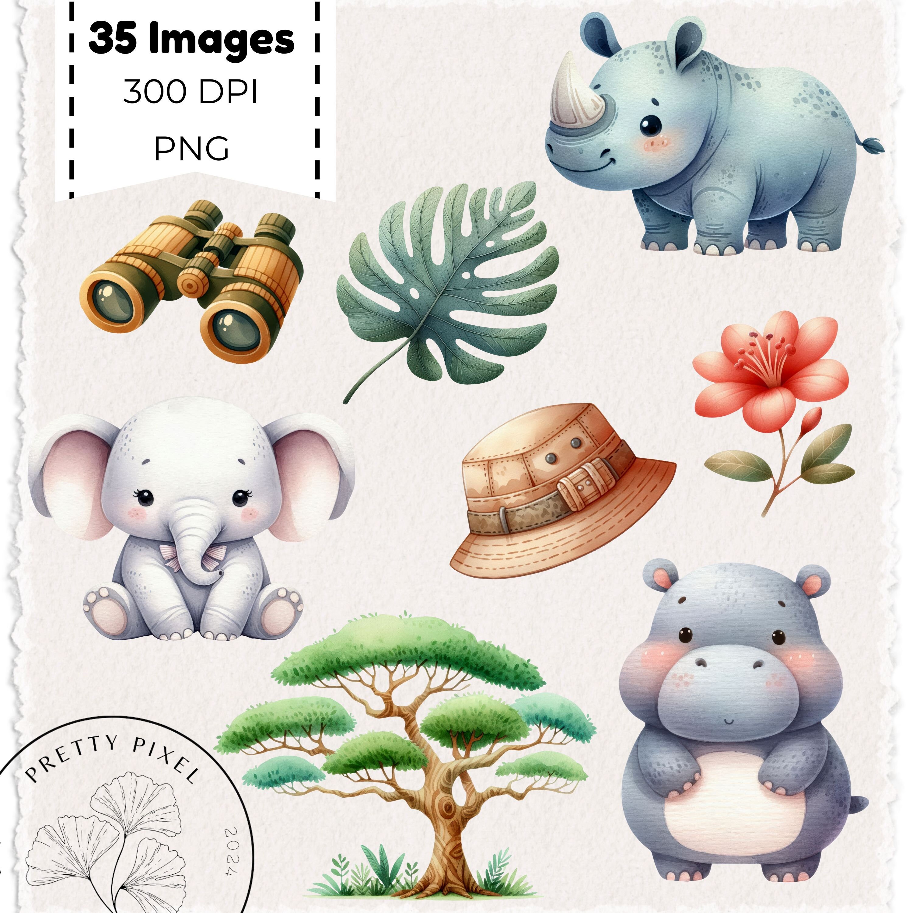 Cute Safari Clipart, Cute Baby Animals, Nursery Wall Art, Baby Shower ...