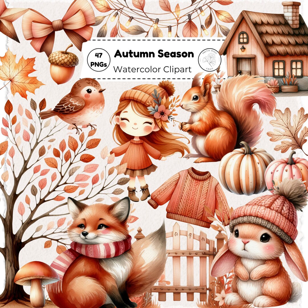 Autumn Season Clipart, Cute Clipart, Fall, Decorations, Leaves ...