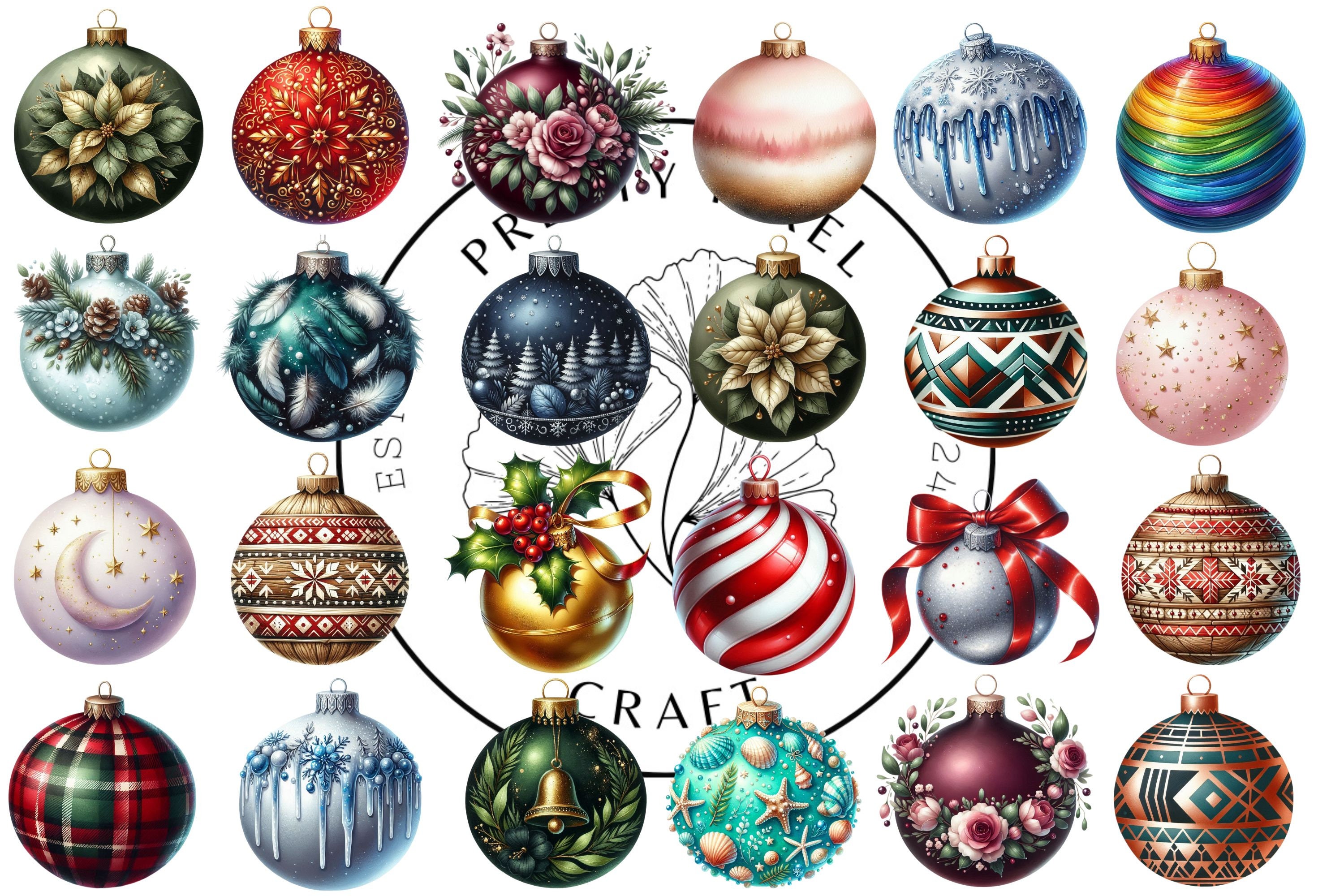 Christmas Baubles Clipart Set: Festive Holiday Ornaments (PNG) - Etsy