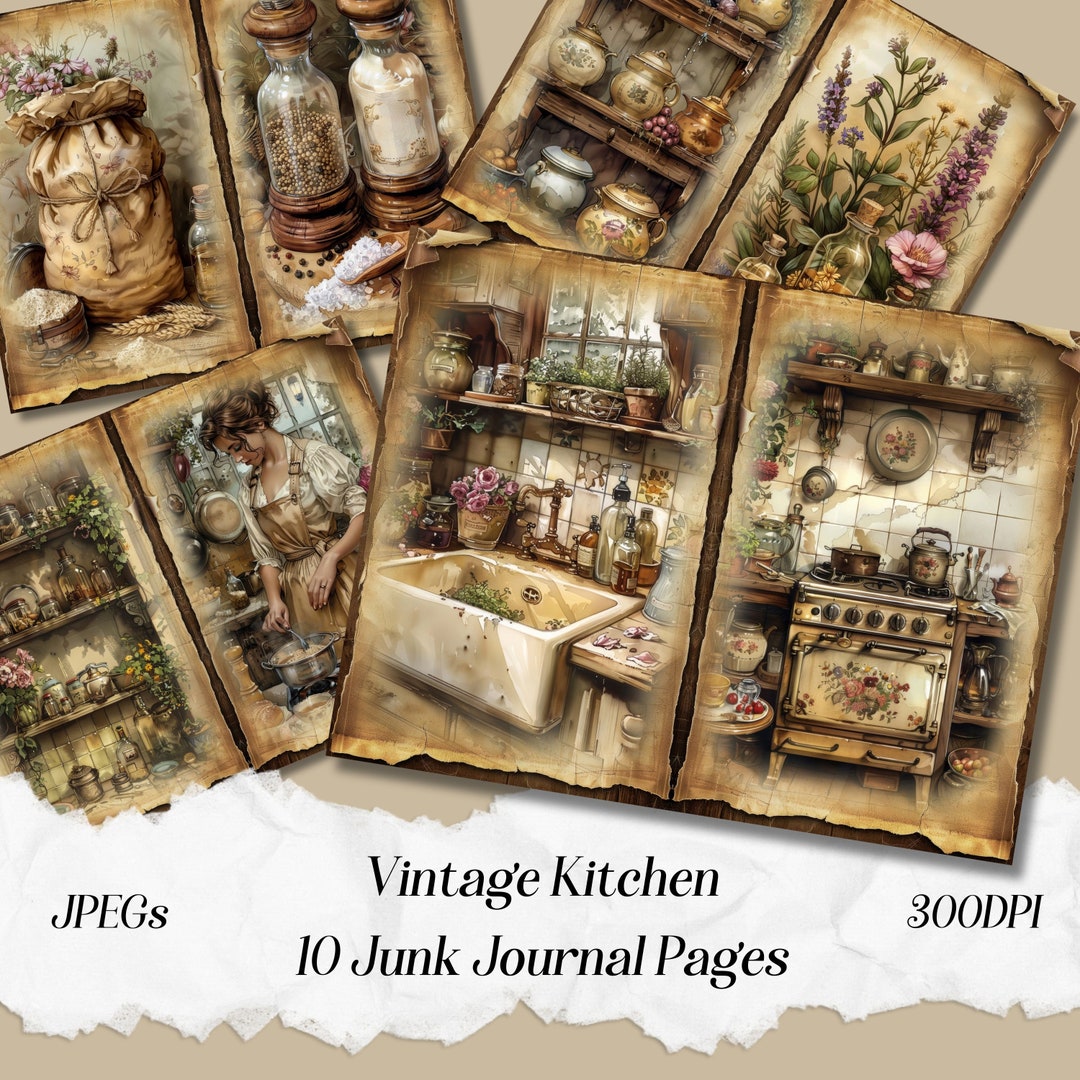 Vintage Kitchen, Junk Journal Pages, Rustic County Kitchen, Cooking ...