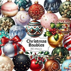 Christmas Baubles Clipart Set: Festive Holiday Ornaments (PNG) - Etsy
