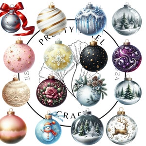 Christmas Baubles Clipart Set: Festive Holiday Ornaments (PNG) - Etsy
