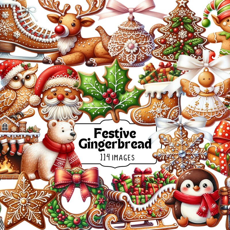 Gingerbread Clipart - Etsy