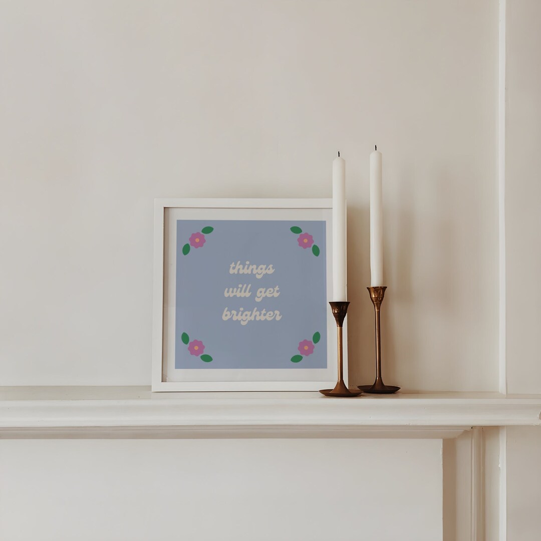 Vintage Style Flower Digital Art Print, Inspirational Quote Wall Art ...