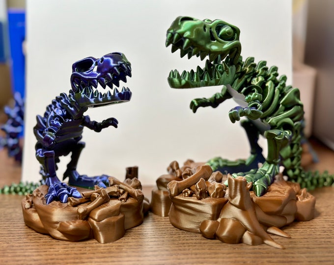 Flexible T-rex Articulated Toy Blue and Green Transition Metallic ...