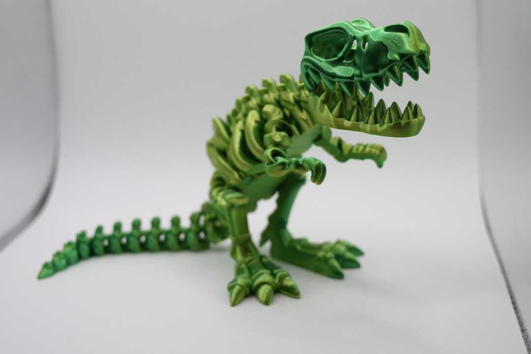 Flexible T-rex Articulated Toy - Green and Yellow Silk Finish - Etsy