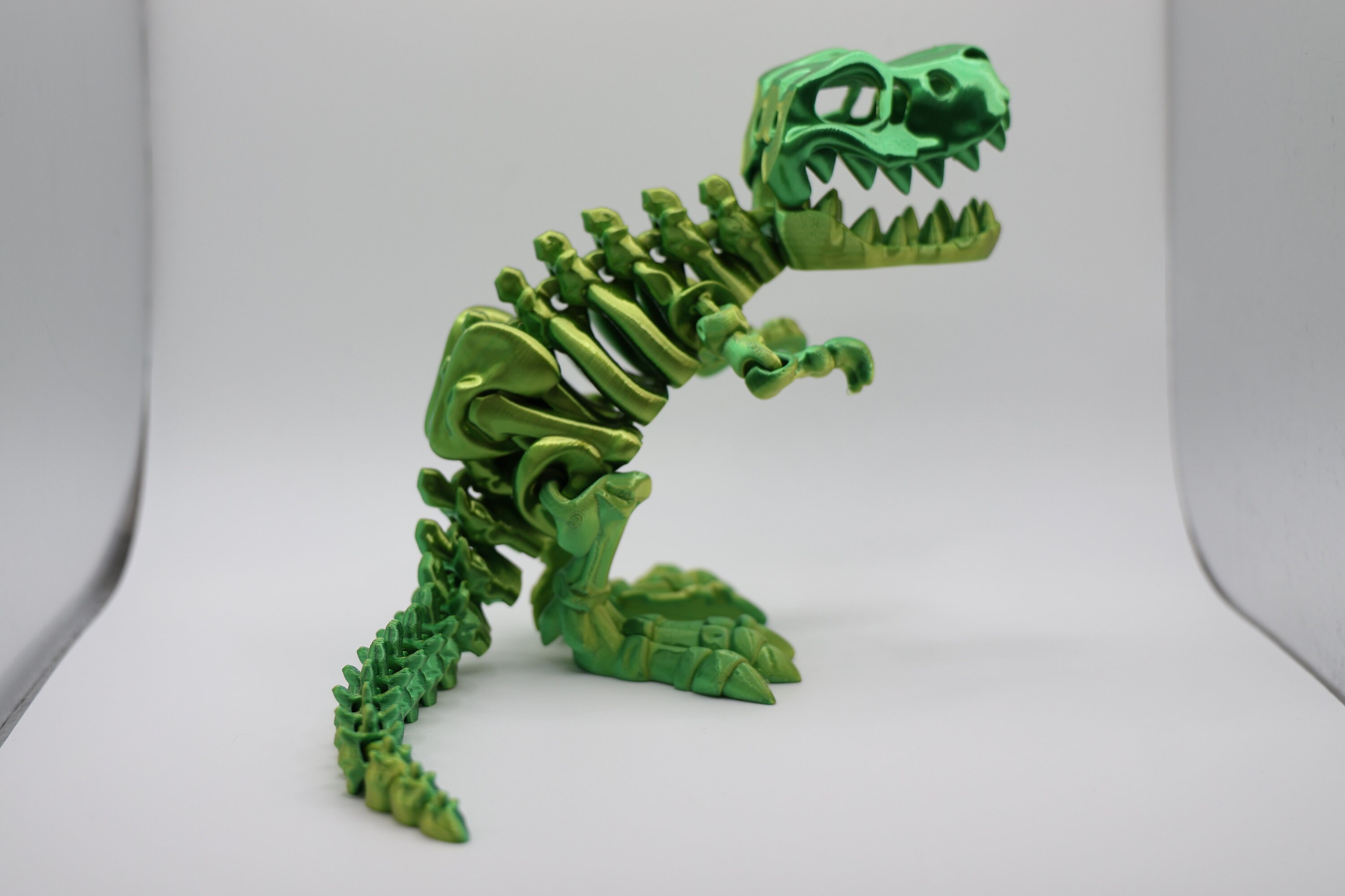 Flexible T-rex Articulated Toy Green and Yellow Silk Finish - Etsy