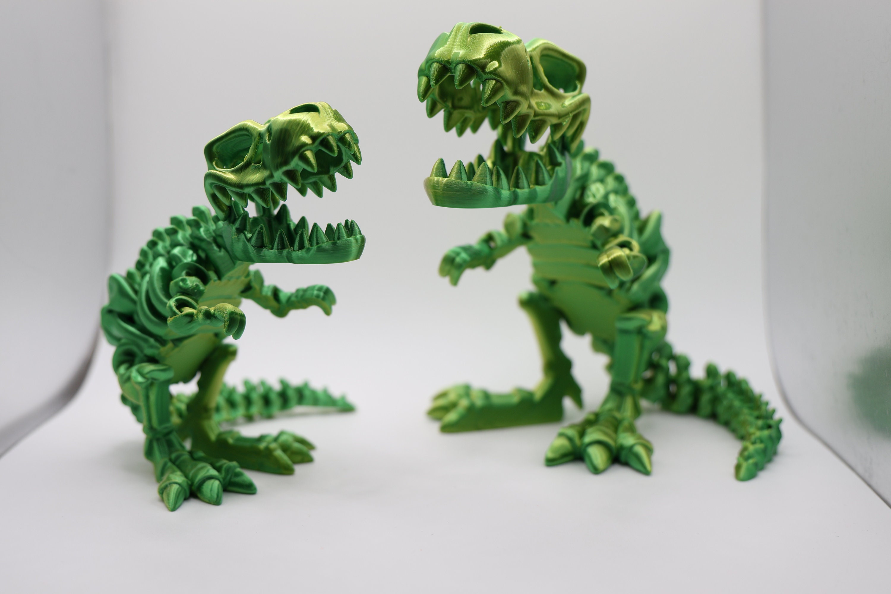 Flexible T-rex Articulated Toy Green and Yellow Silk Finish - Etsy