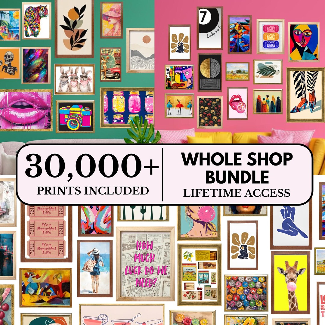 Entire Shop Bundle, 30,000+ Wall Art, Eclectic Wall Art, Trendy Retro ...
