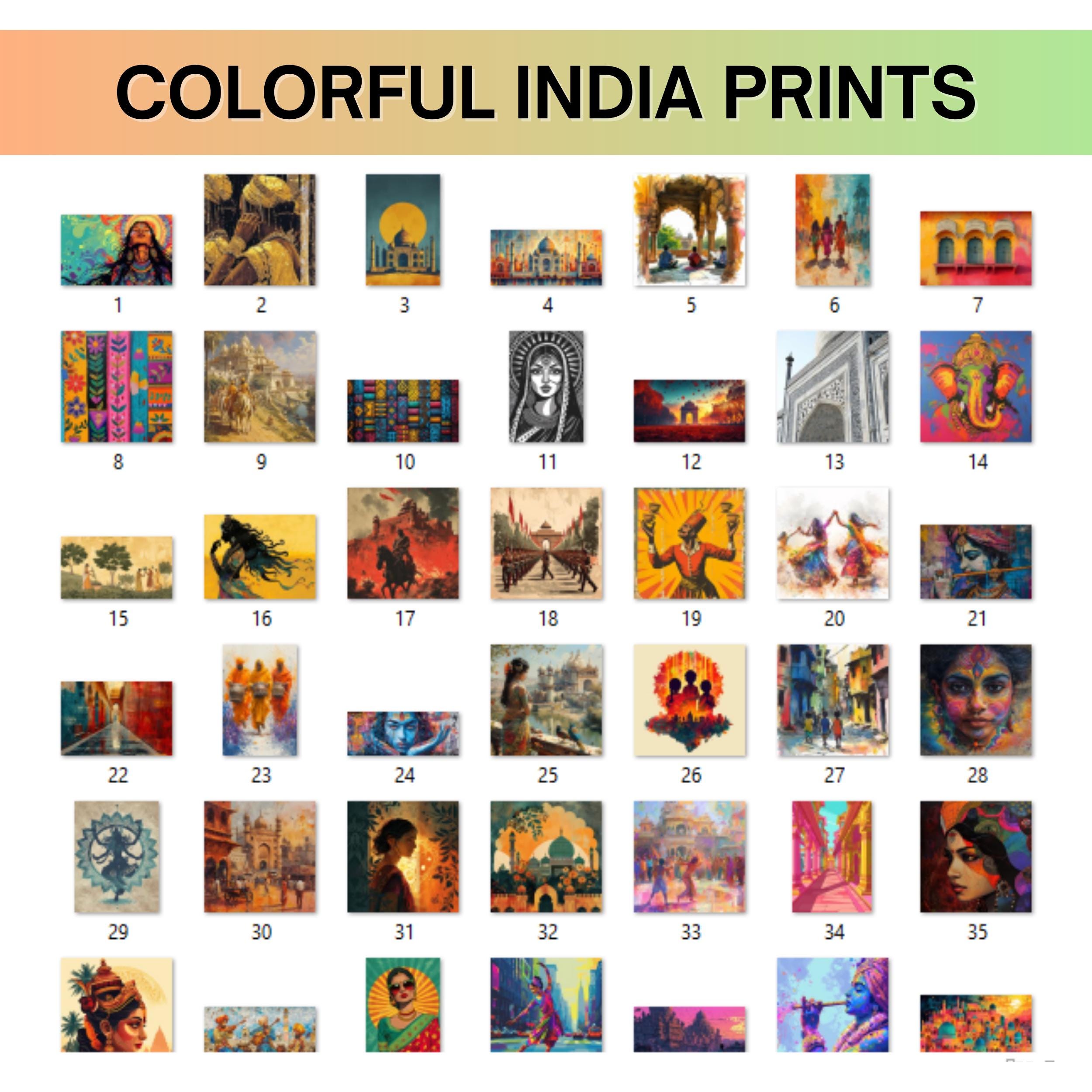 80+ Colourful India Gallery Wall Set, Vintage Decor, Indian Wall Art ...